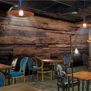 Retro Nostalgic Wood Panels Wood Grain Wallpaper Wall Mural Home Decor ...