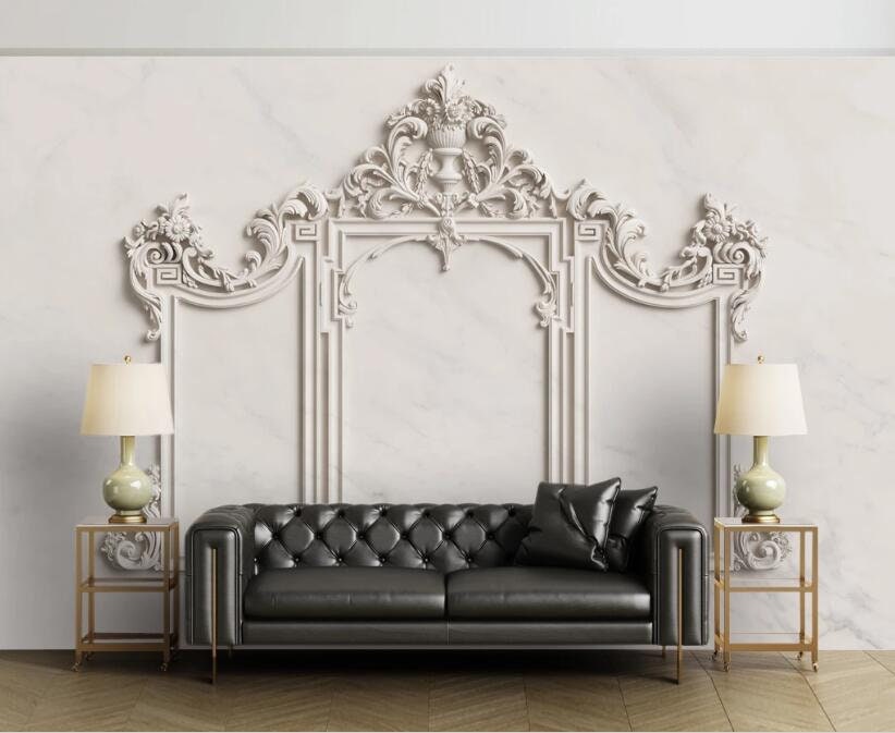 European White Plaster Texture Mirror Wallpaper Hand Painted | Etsy