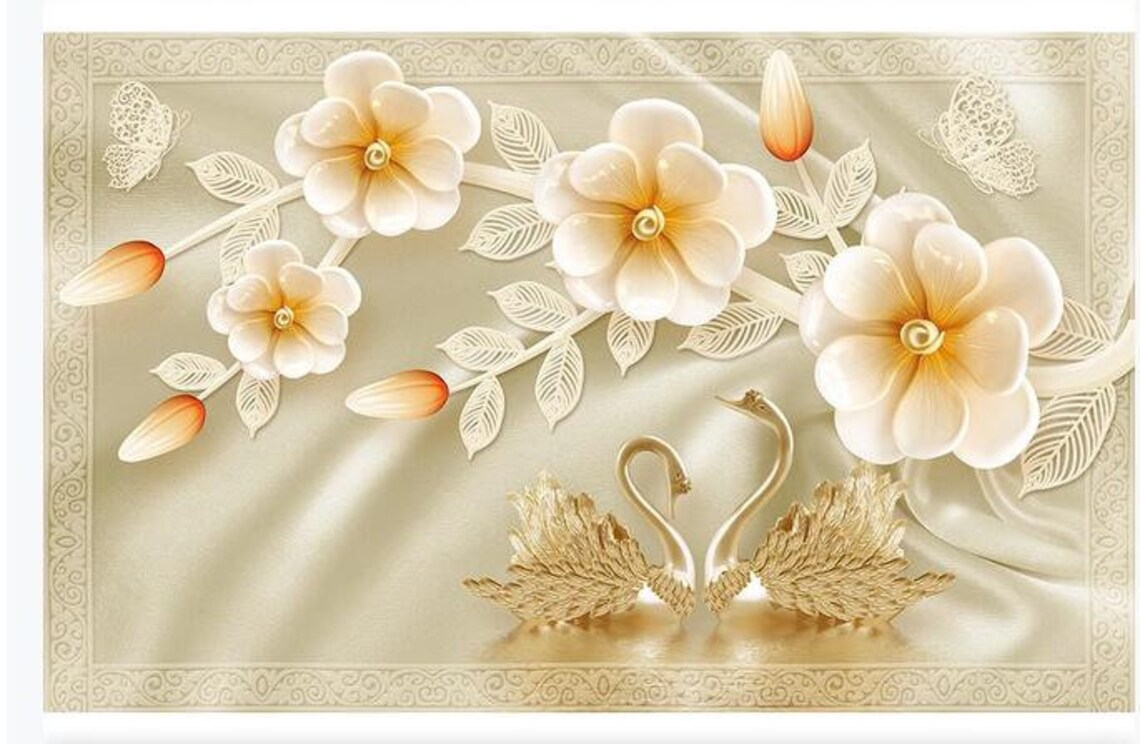 Luxury Swan Flower Jewelry TV Background Wall Papers Home - Etsy