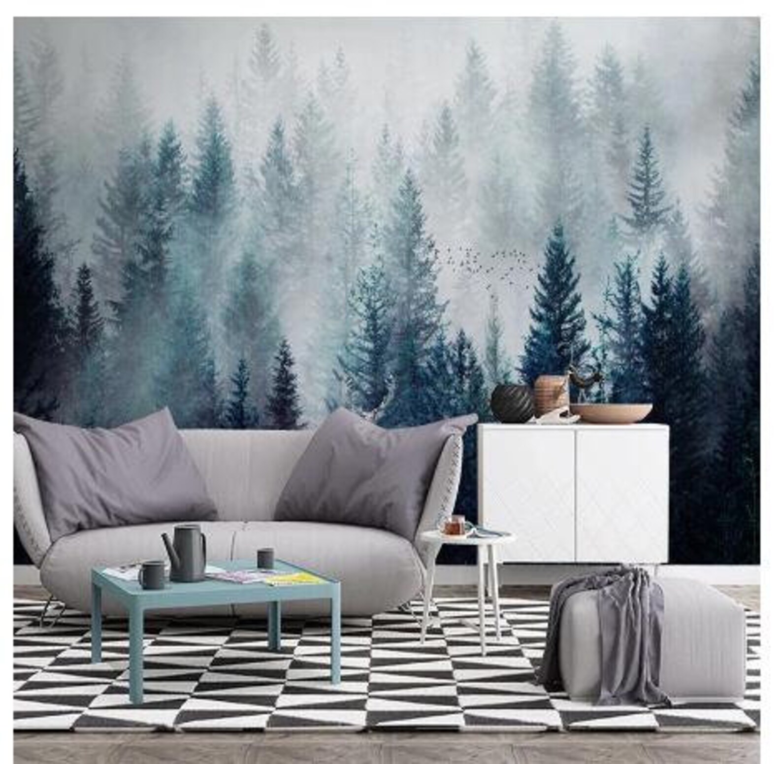 Custom Photo Nordic Trees Forest Landscape Oil Painting Wall - Etsy