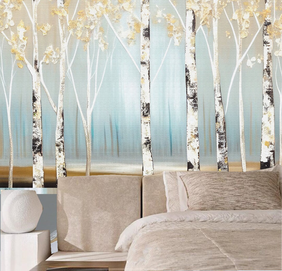 Abstract Birch Tree Forest Wallpaper Home Decor Wall Mural for Living ...