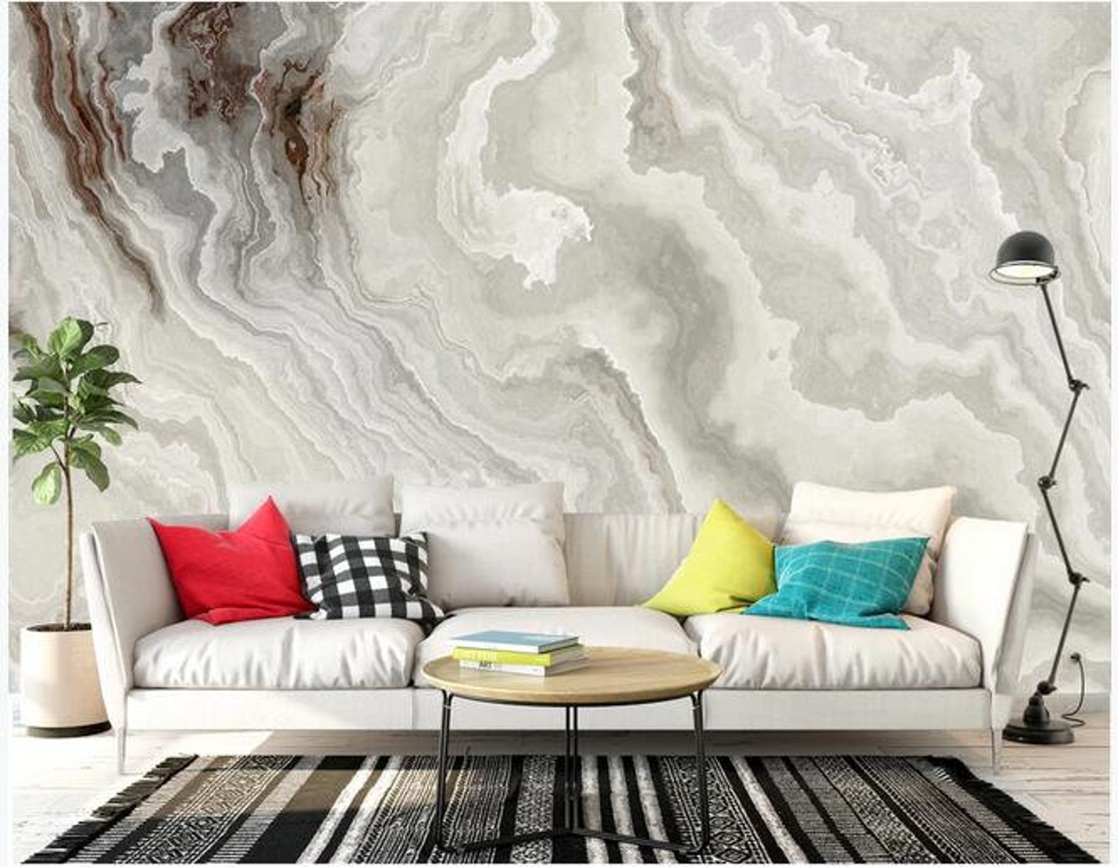 Abstract White Wave Marble Wallpaper White Marble Wall Murals | Etsy