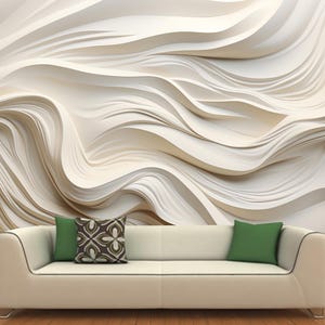 White Liquid Paint Wavy or Curvy Texture Abstract Wallpaper Wall Mural ...