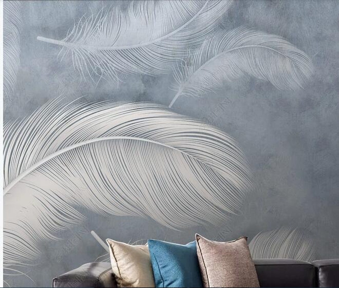 Modern Fashion Creative Feather for Living Room Bedroom Wall Art Mural ...