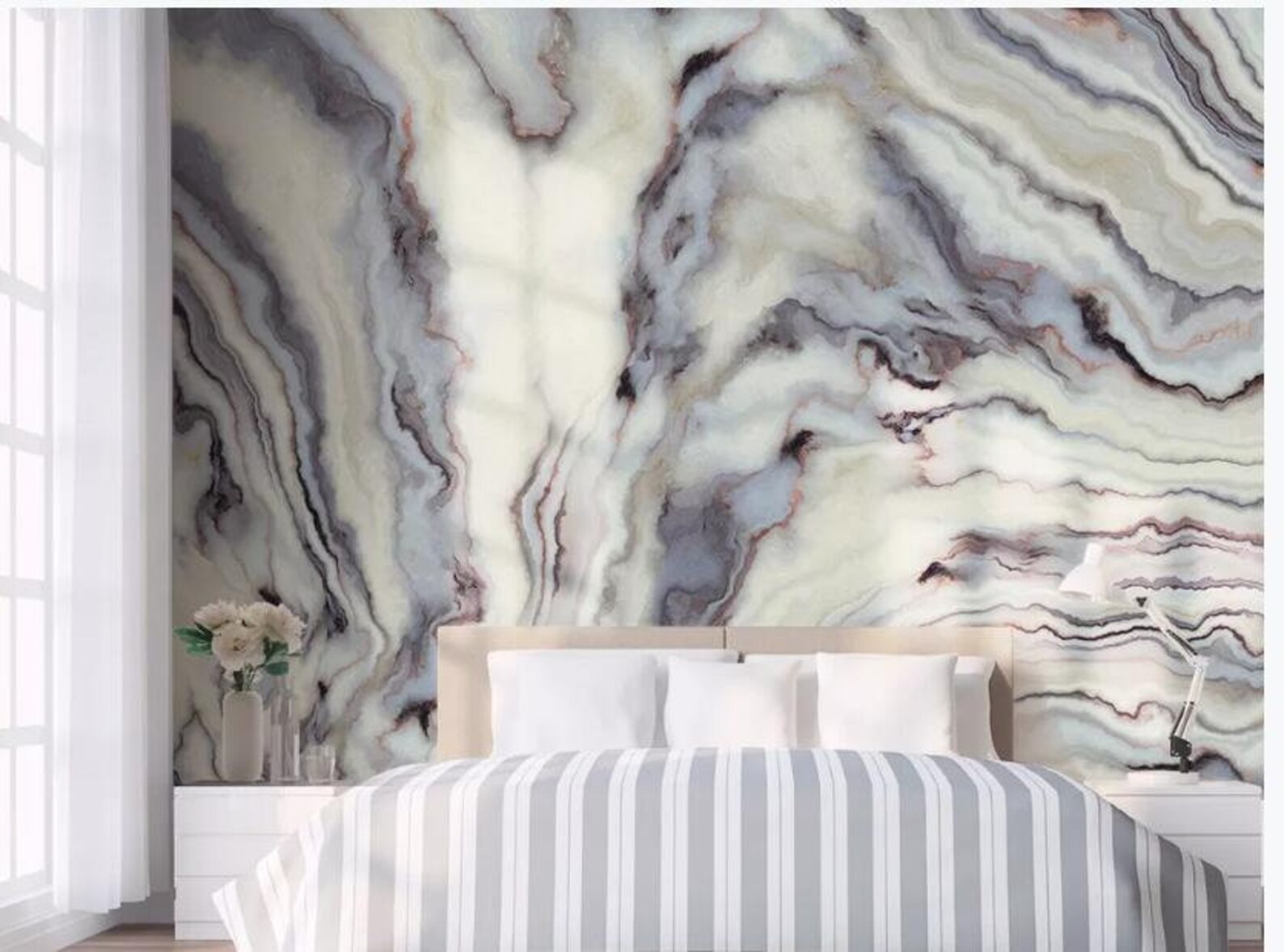 Abstract Purple Wave Marble Wallpaper Hand Painted Marble | Etsy