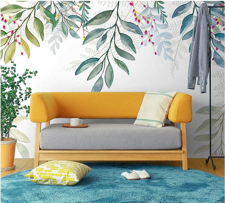 Hanging Spring Green Leaves Wallpaper Wall Mural Fresh | Etsy