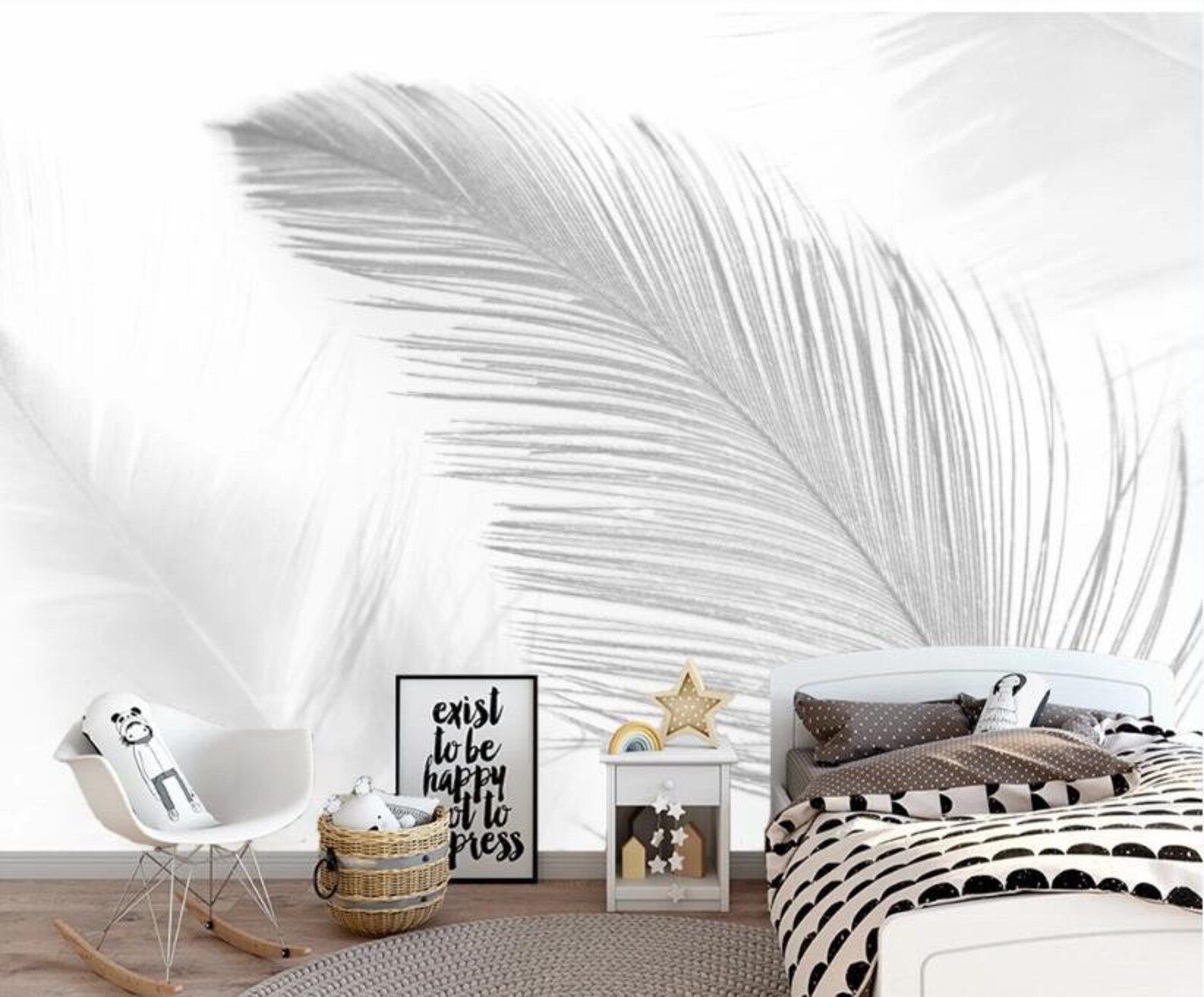 Simple Hand Painted Feather Wallpaper Oil Painting Feathers - Etsy