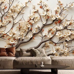 Hanging Magnolia Tree Branch Wallpaper Wall Mural Home Decor for Living ...