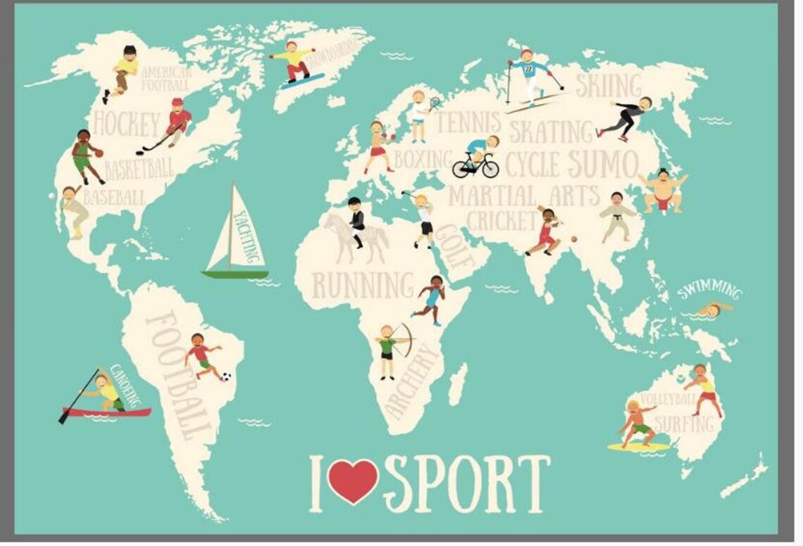 Safari Cartoon World Map Nursery Wallpaper World Map I Love | Etsy