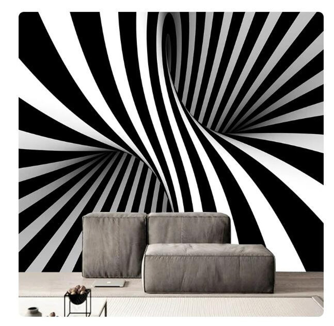 3D Abstract Black and White Swirl Wallpaper Home Decor Wall Mural for ...