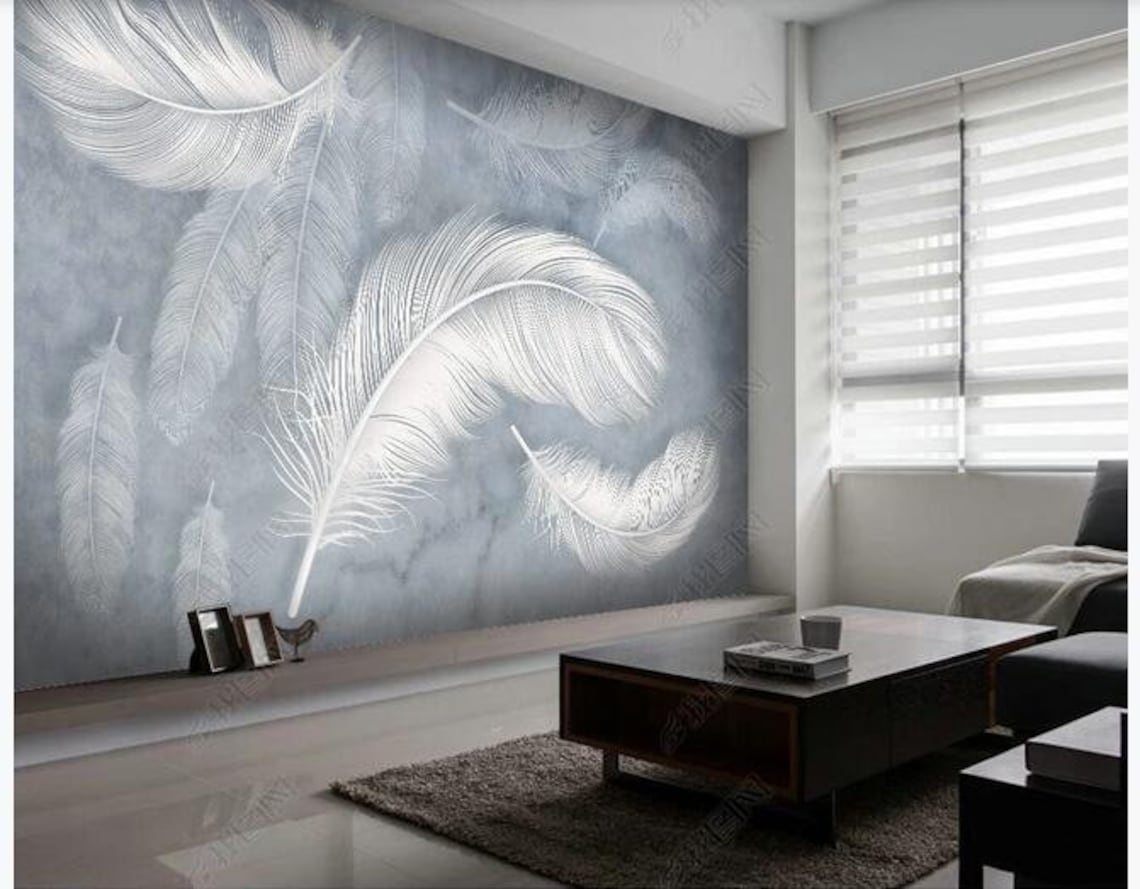 Modern Fashion Creative Feather for Living Room Bedroom Wall | Etsy