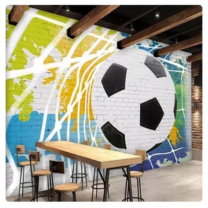 Cartoon Soccer Children's Room Kids Babies Nuysery Wallpaper Wall Mural ...