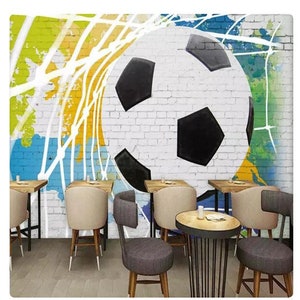 Cartoon Soccer Children's Room Kids Babies Nuysery Wallpaper Wall Mural ...