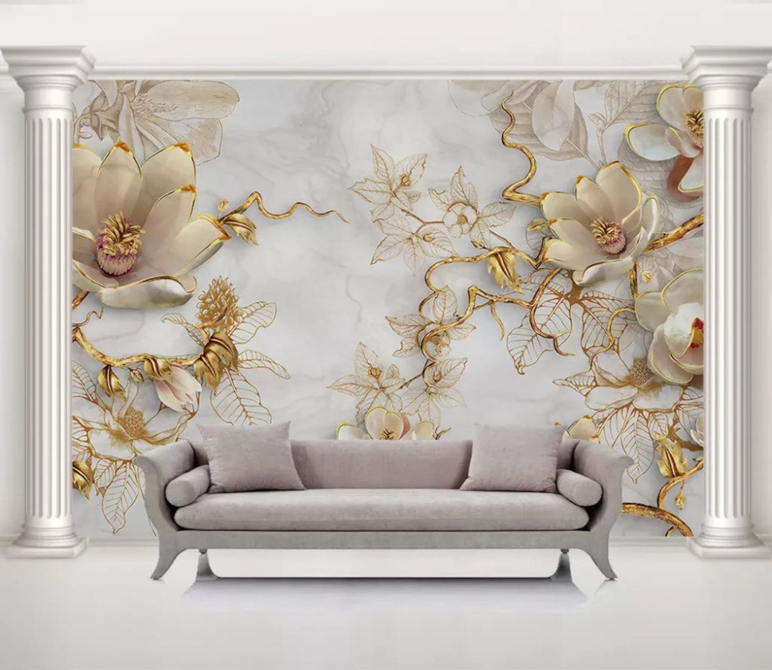 Custom Any Size 3D Wall Murals Wallpaper Embossed Magnolia - Etsy