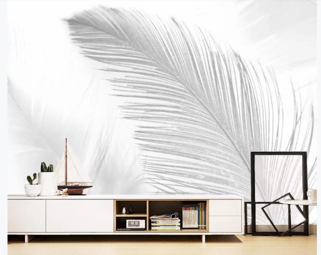 Simple Hand Painted Feather Wallpaper, Oil Painting Feathers Landscape ...