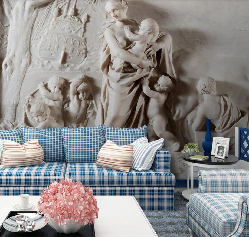 Custom Photo Wallpaper Mural Embossed Angel Sculpture Wall | Etsy