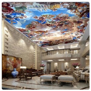 European Style Retro Hotel Lobby Angels Ceiling Wall Painting Living ...