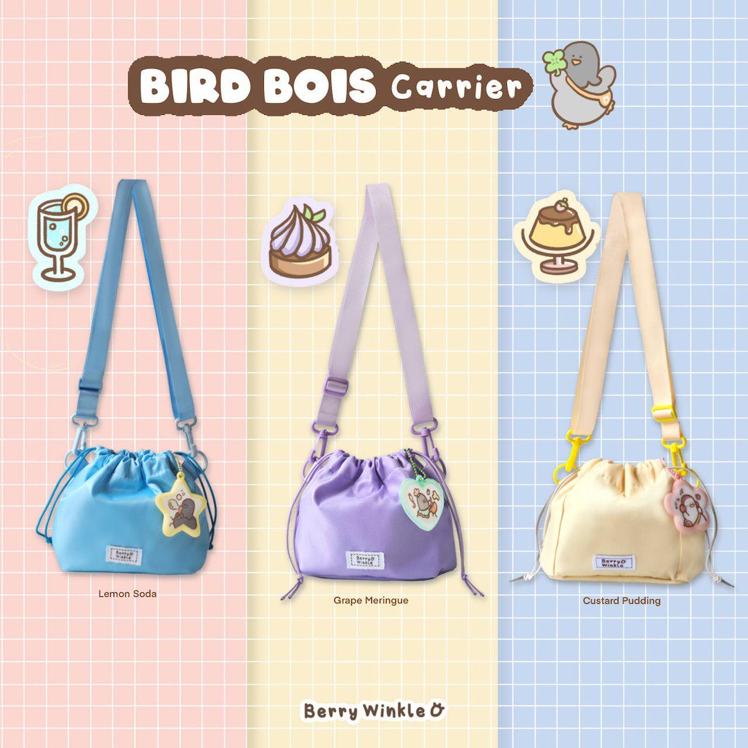 Bird Bois Pastel Colourful Bird Sling Bag Messanger Pouch Drawstring ...