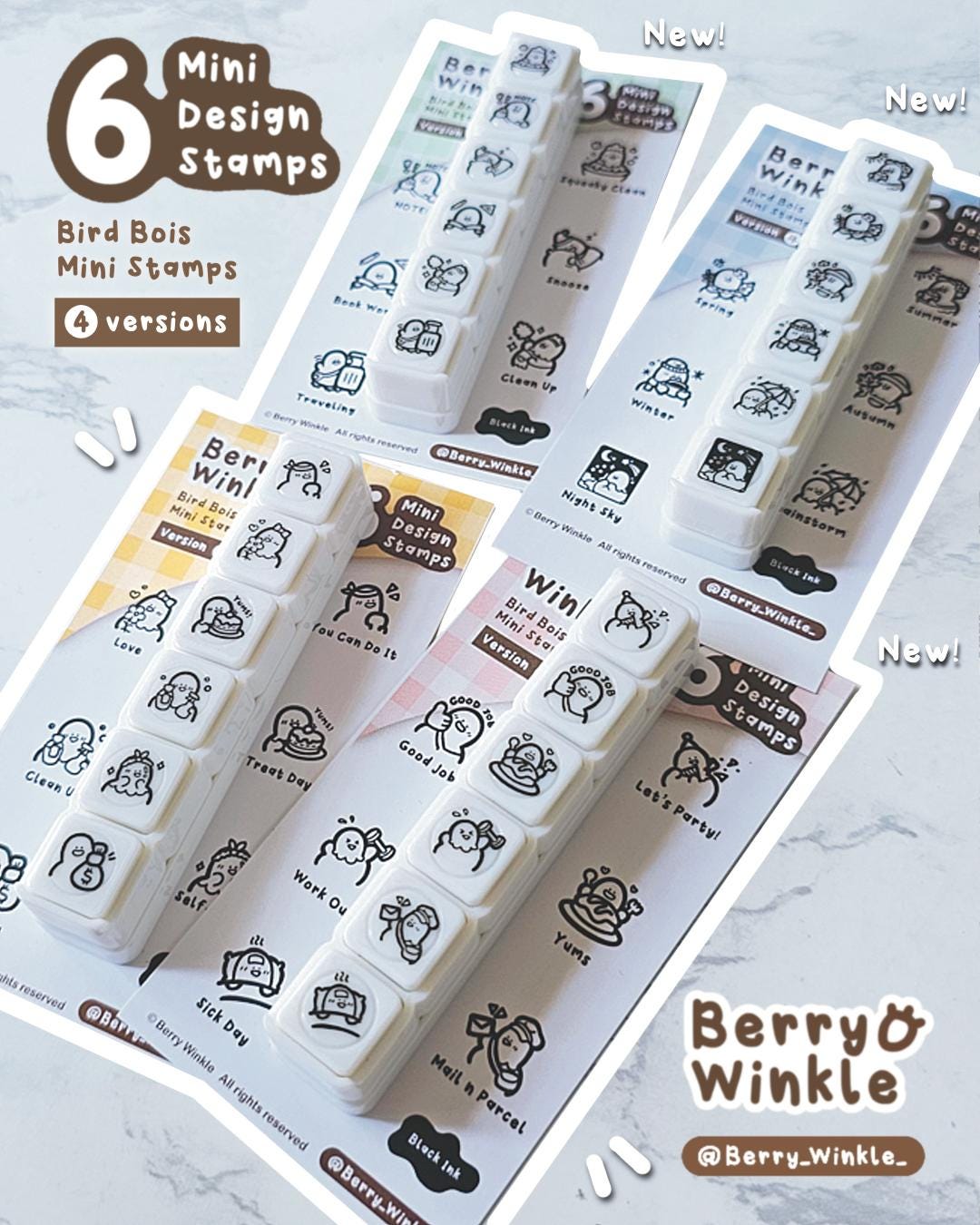 Bird Bois Mini Journal Stamp Black Ink Art Decoration Stamp Daily Cute ...