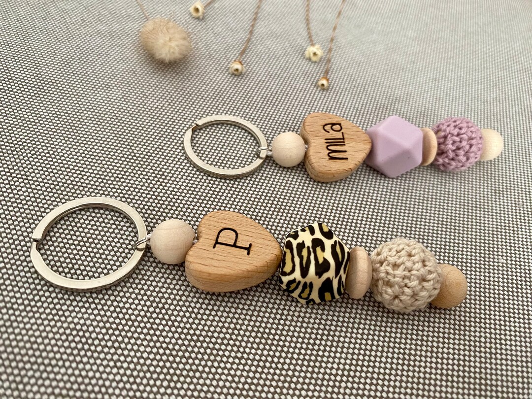 Personalized Keychains With Name and Heart, Personalized Bag Charms ...