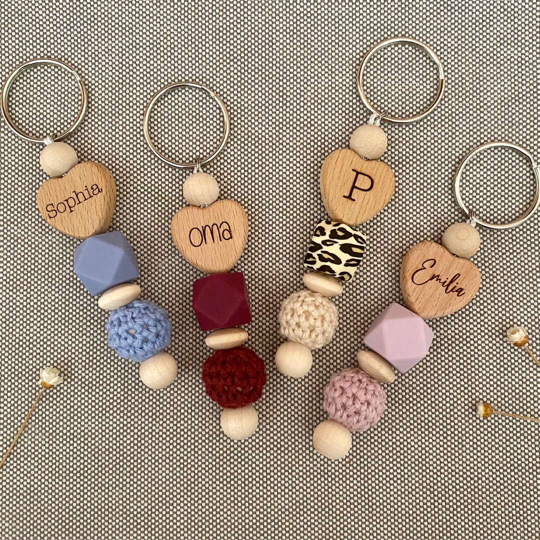 Personalized Keychains With Name and Heart, Personalized Bag Charms ...