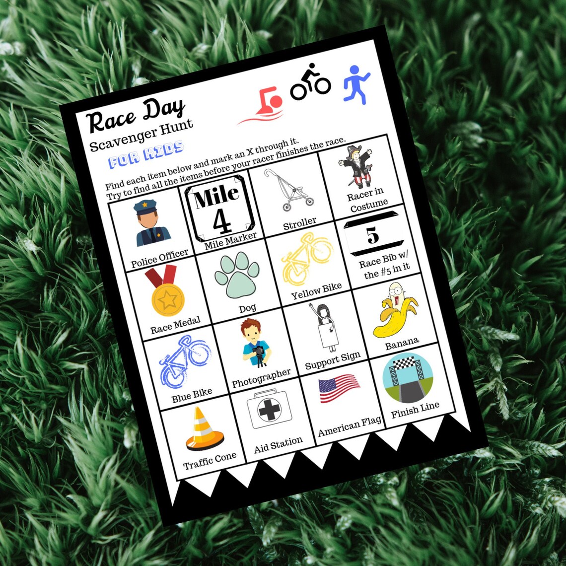 Printable Race Day Scavenger Hunt for the Kids, INSTANT DOWNLOAD ...