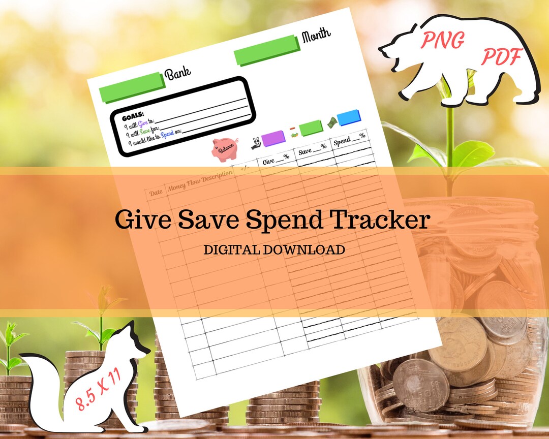 Give Save Spend Tracker for Kids Digital Download - Etsy