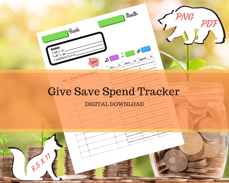 Give Save Spend Tracker for Kids Digital Download - Etsy