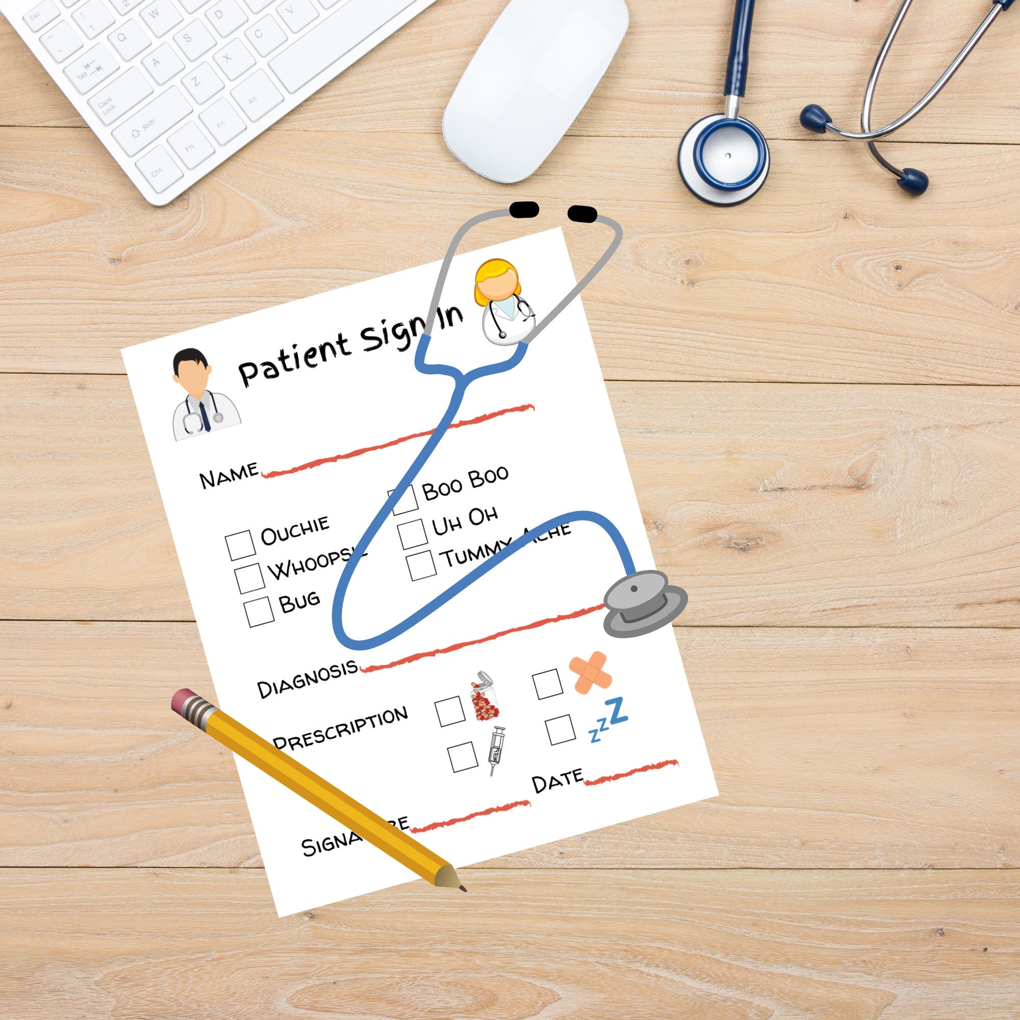 INSTANT Download Pretend Play Patient Sign In, Doctor Play, Dress up ...