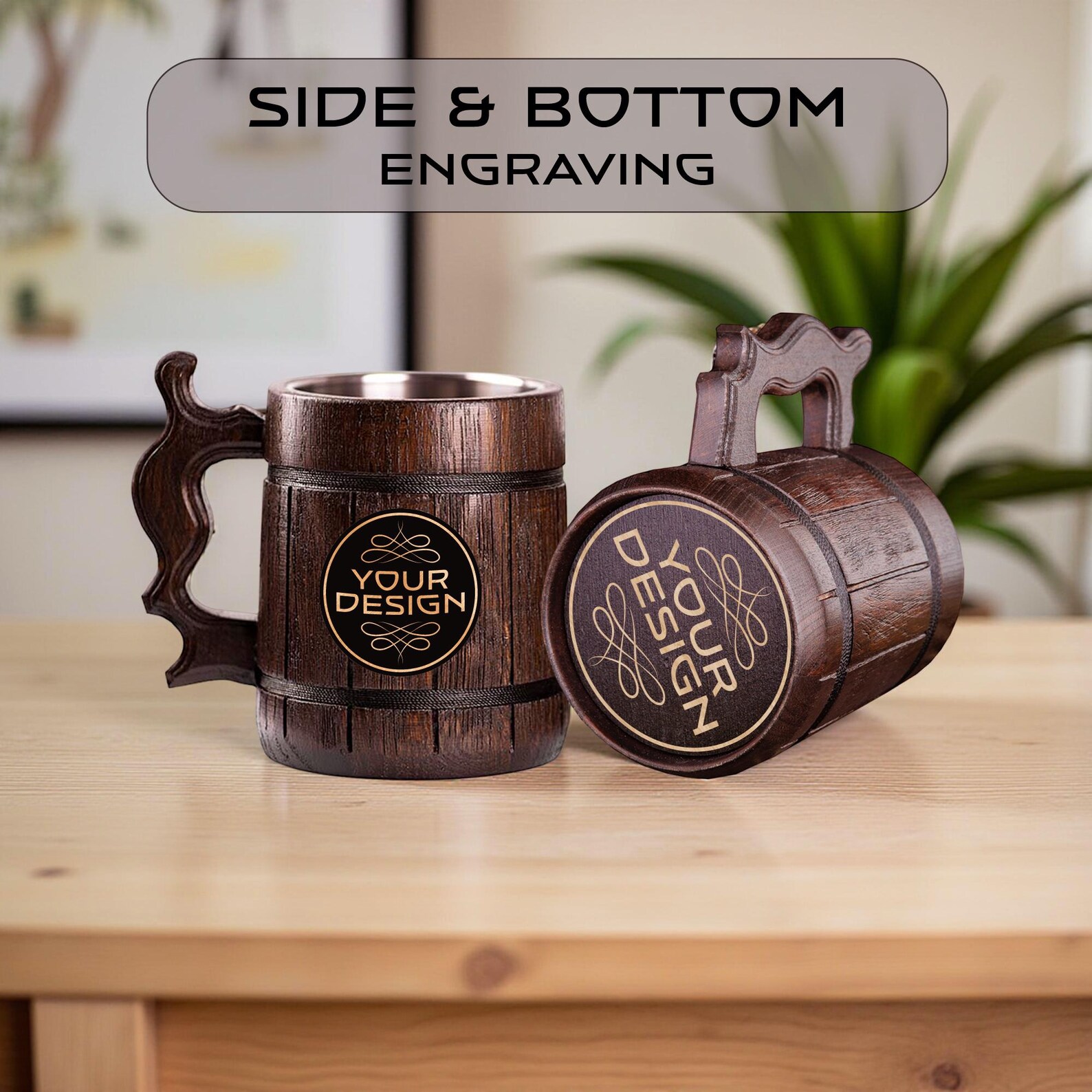 Dungeons & Dragons Beer Stein, Dnd Beer Mug, Personalized Dnd Wooden ...