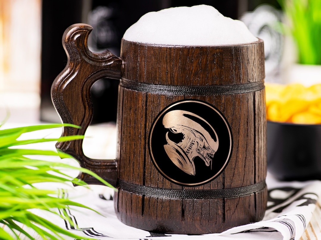 Alien Wooden Beer Mug, Xenomorph Beer Stein, Personalized Tankard ...
