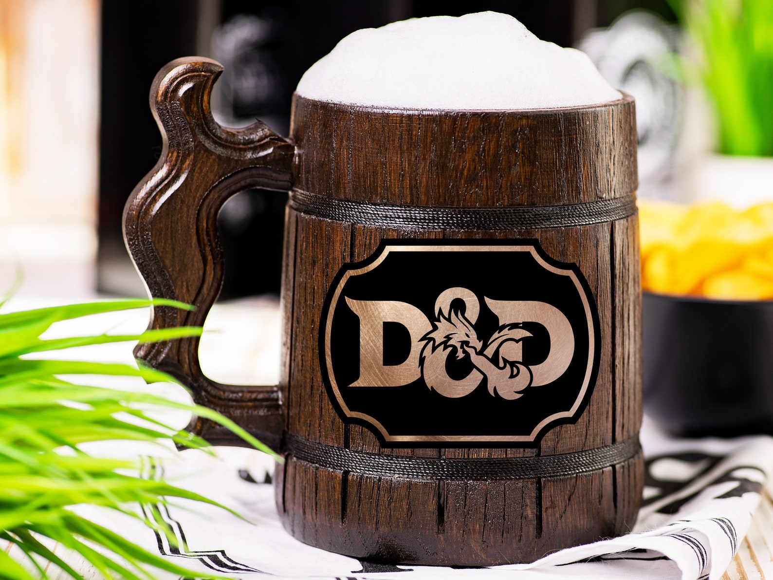 Dungeons & Dragons Beer Stein, Dnd Beer Mug, Personalized Dnd Wooden ...