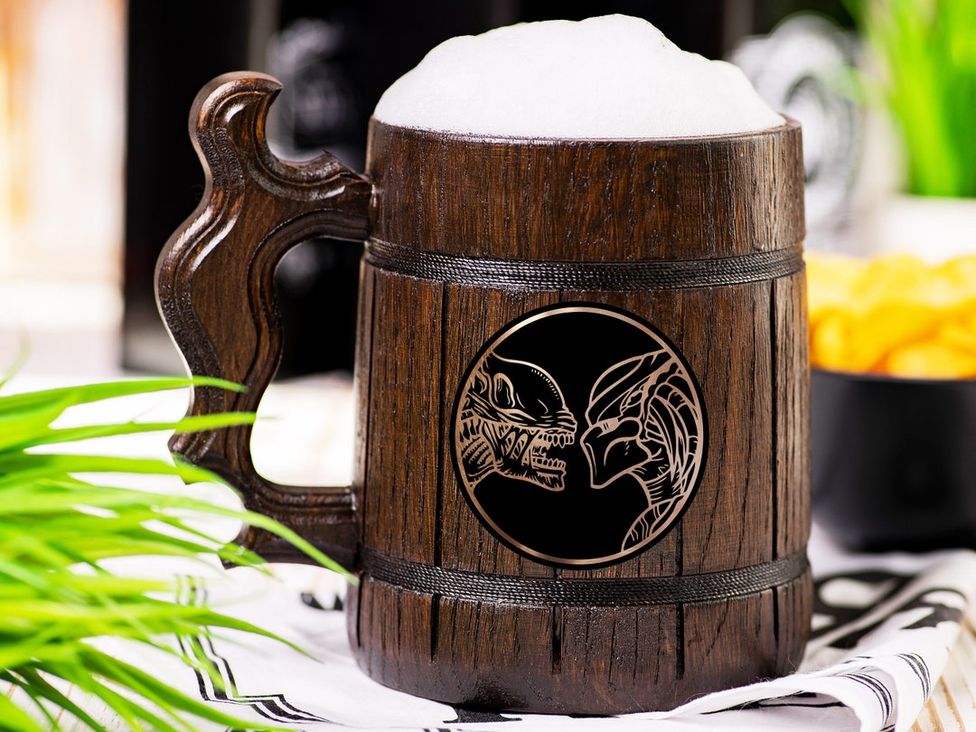 Alien Vs. Predator Wooden Beer Mug, Beer Stein, Personalized Tankard ...