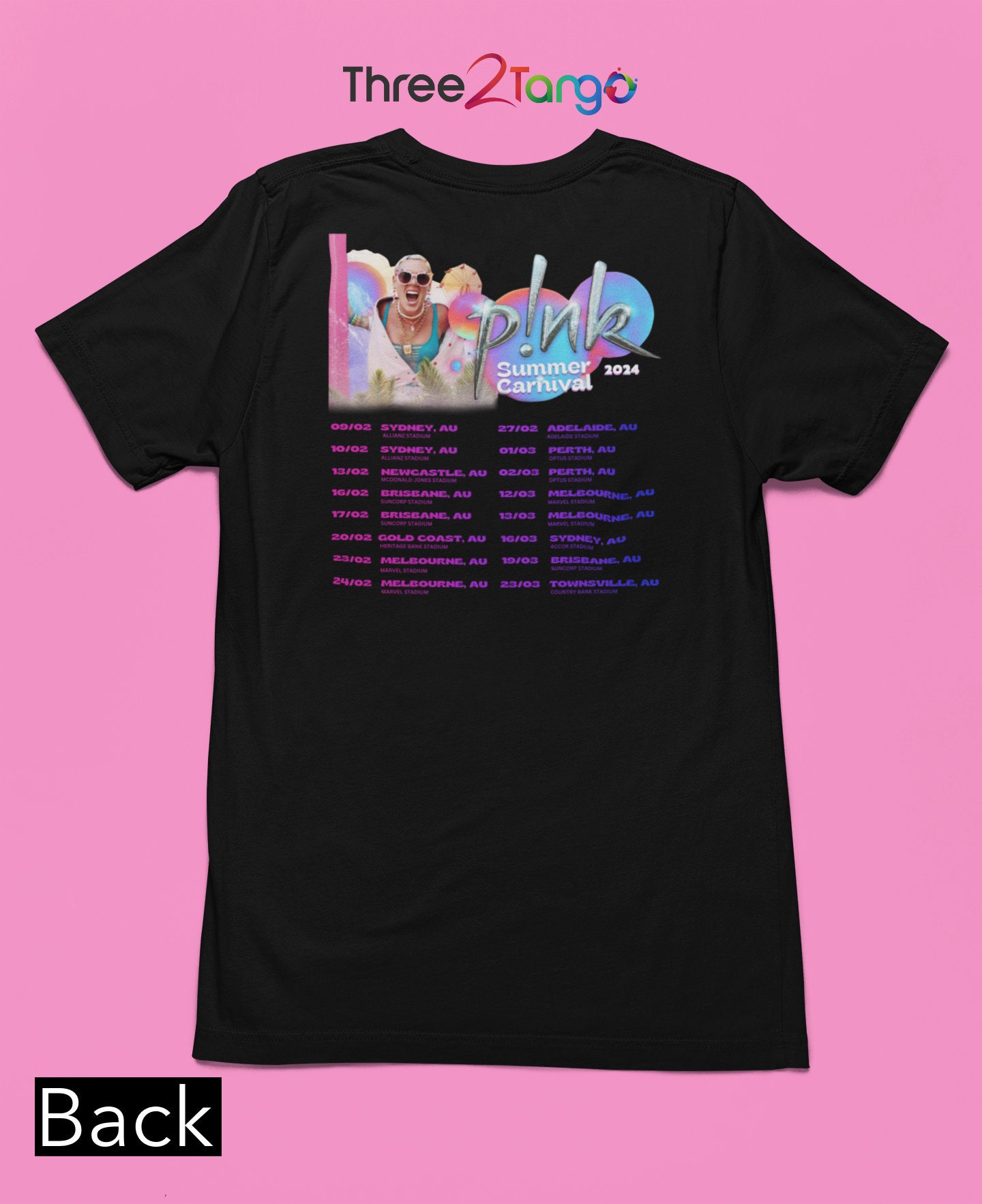 Pink Concert T-shirt - Summer Carnival 2024 Australia - Pink in the ...