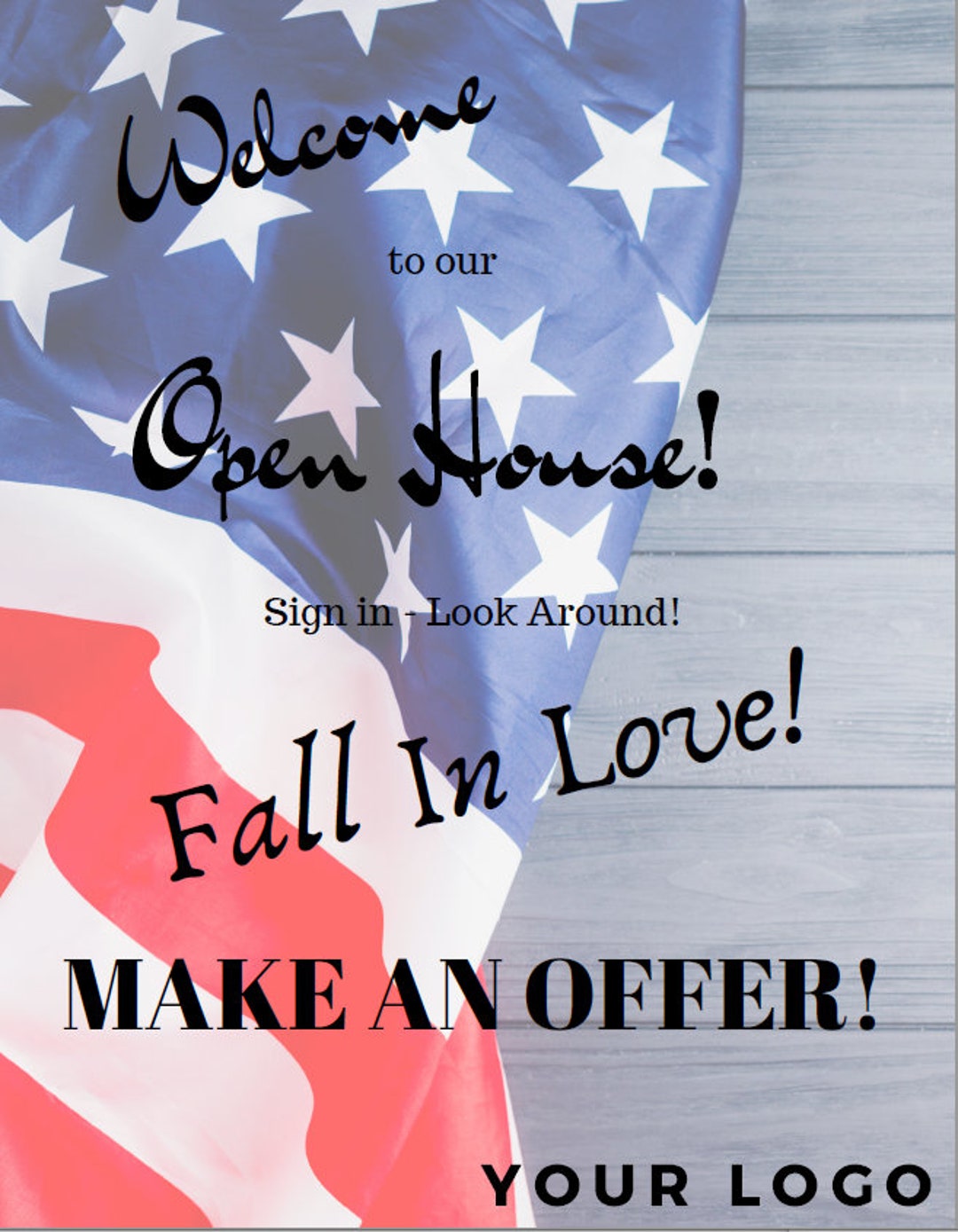 American Dream - Welcome Open House Sign - Etsy