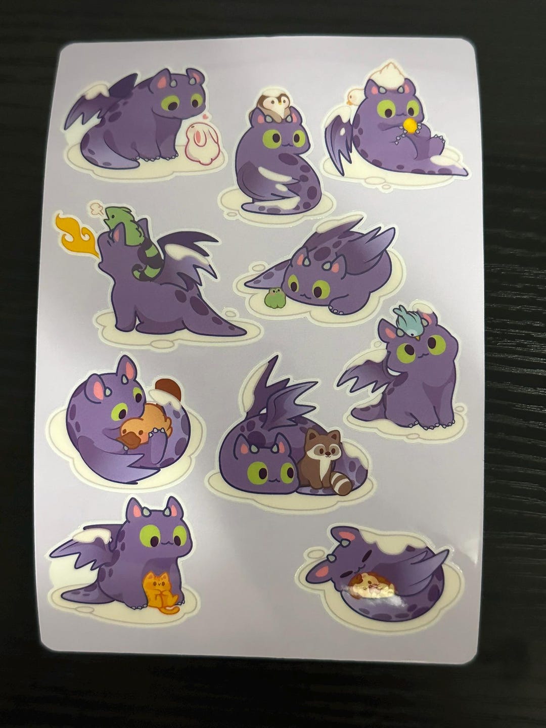 Kawaii Cute Dragon With Forest Friends Handmade Sticker Sheet - Etsy