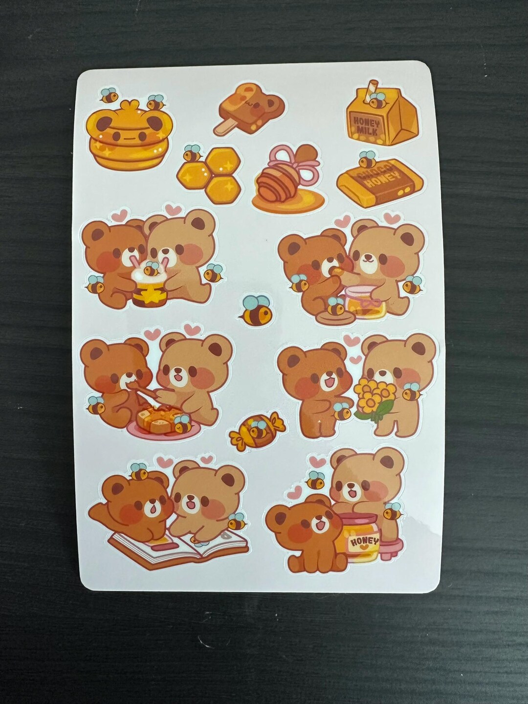 Kawaii Cute Honey Bear Couple Sticker Sheet Handmade - Etsy