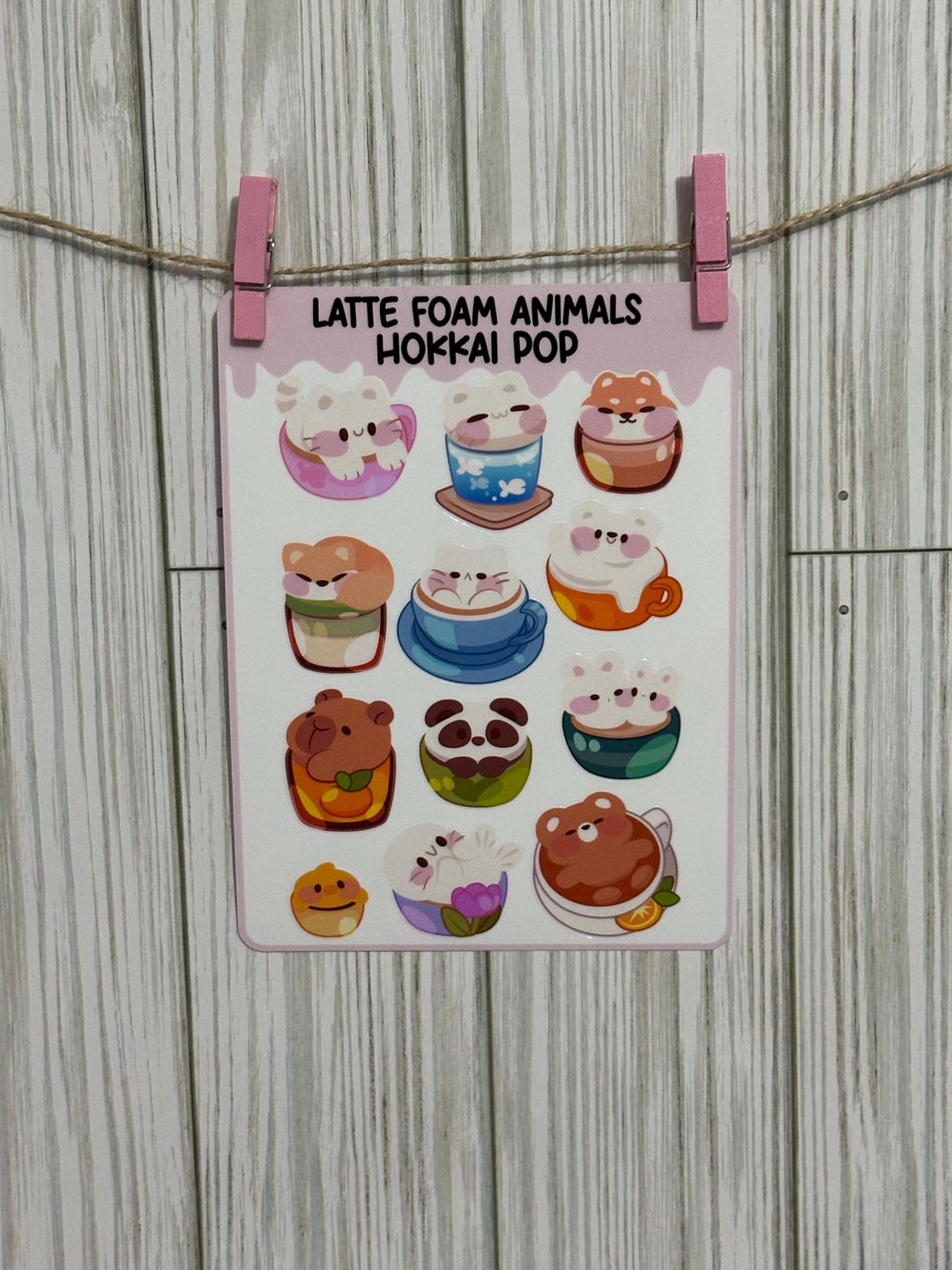 Kawaii Cute Handmade Latte Foam Animals Sticker Sheet - Etsy