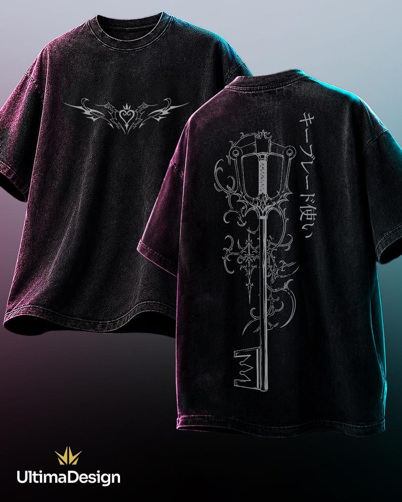 Kingdom Hearts Keyblade cybersigilism-shirt, dubbelzijdig, oversized ...