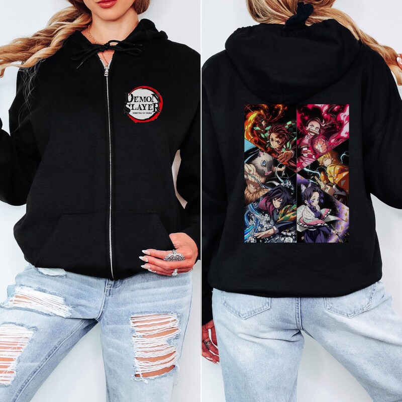 Demon Slayer Zip Hoodies - Etsy