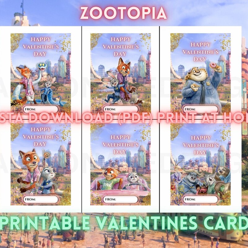 Zootopia Valentines Card - Etsy