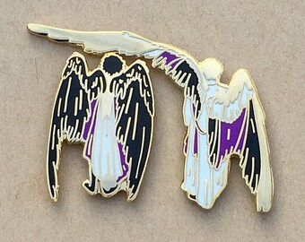 Rainbow Pair of Angels Enamel Pins - Etsy
