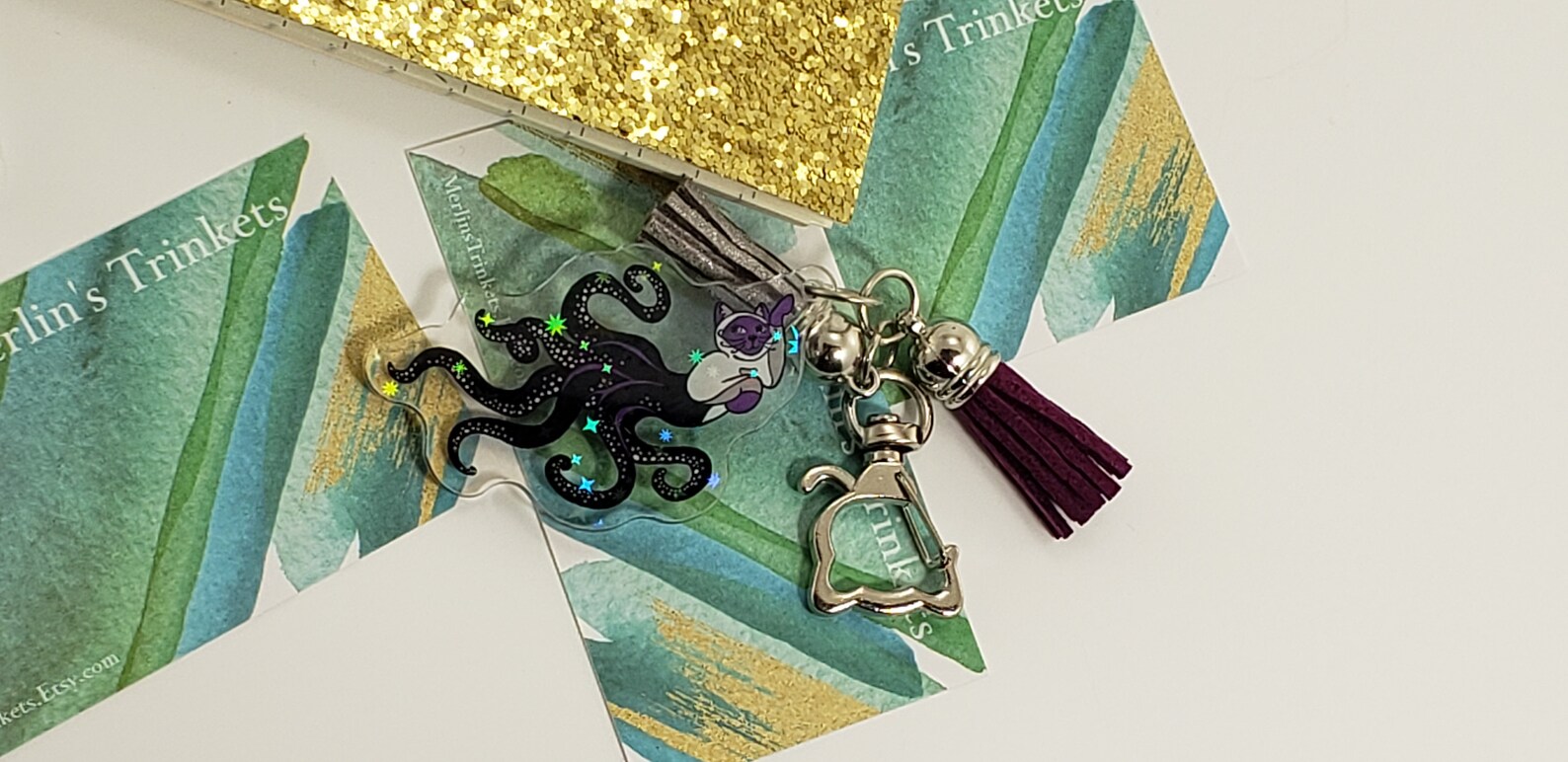 Asexual Octocat Ace LGBT Octopus Cat Keychain Charm | Etsy