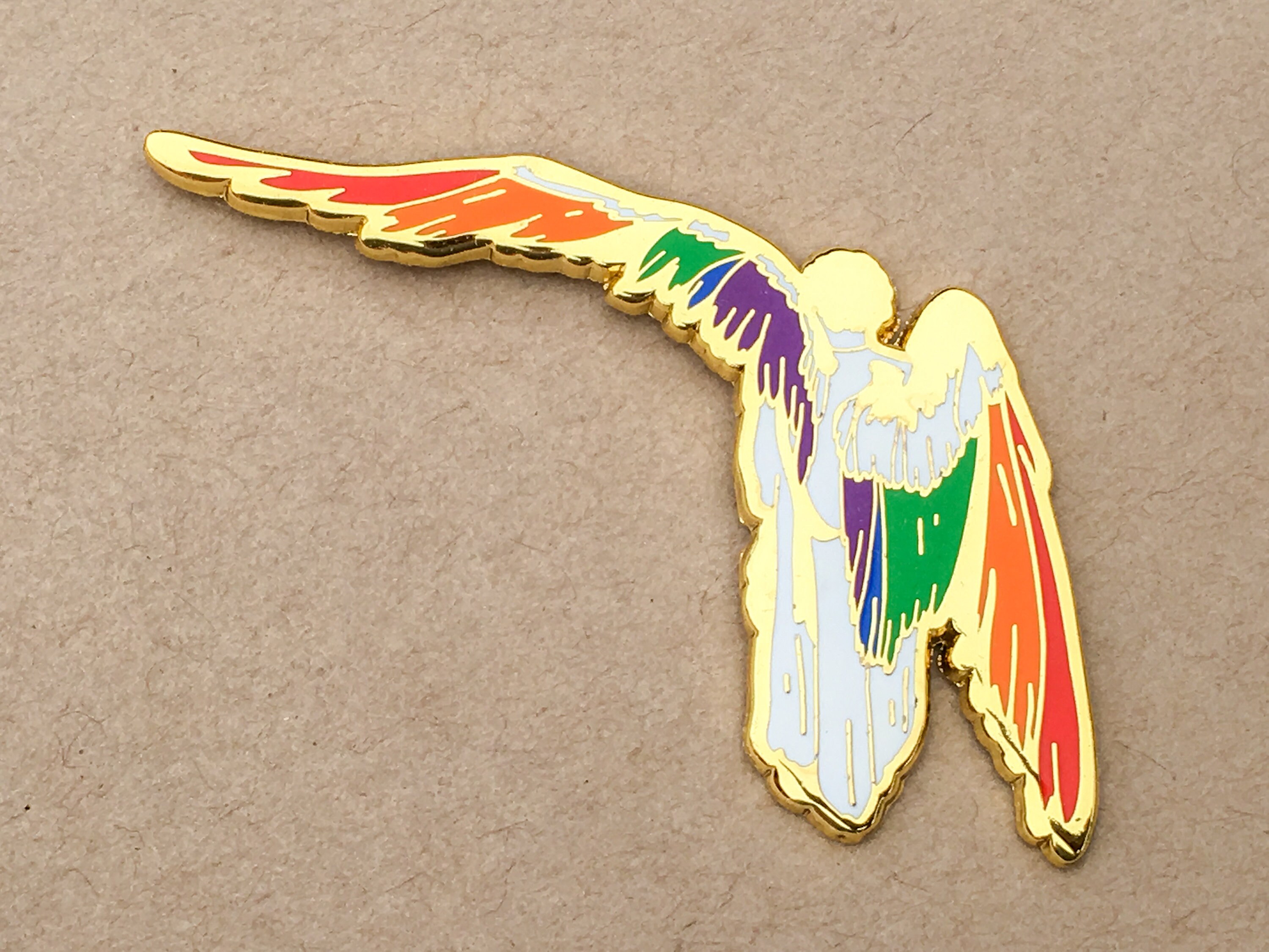 Rainbow Pair of Angels Enamel Pins | Etsy