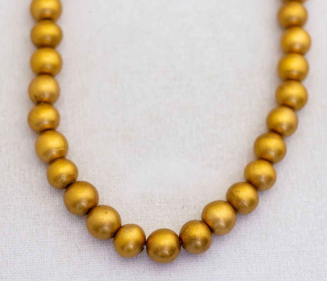 Vintage Gold Tone Spherical Beads Stylish Beaded Necklace 22 Inch - A21 ...