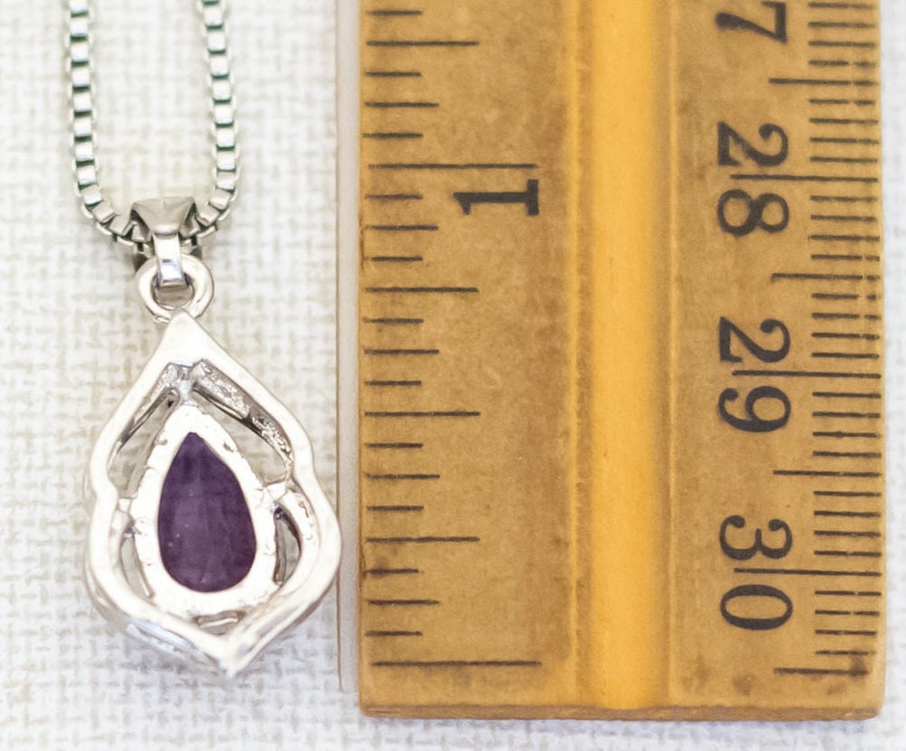 18 Inch, Vintage Art Deco Teardrop Purple Beads Silver Tone Necklace ...
