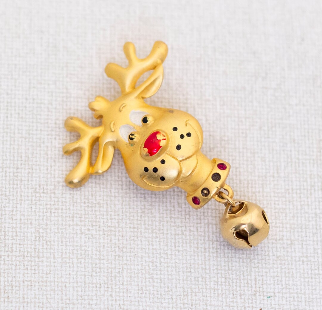 Vintage Rudolph the Red Nosed Reindeer Brooch Christmas - Etsy