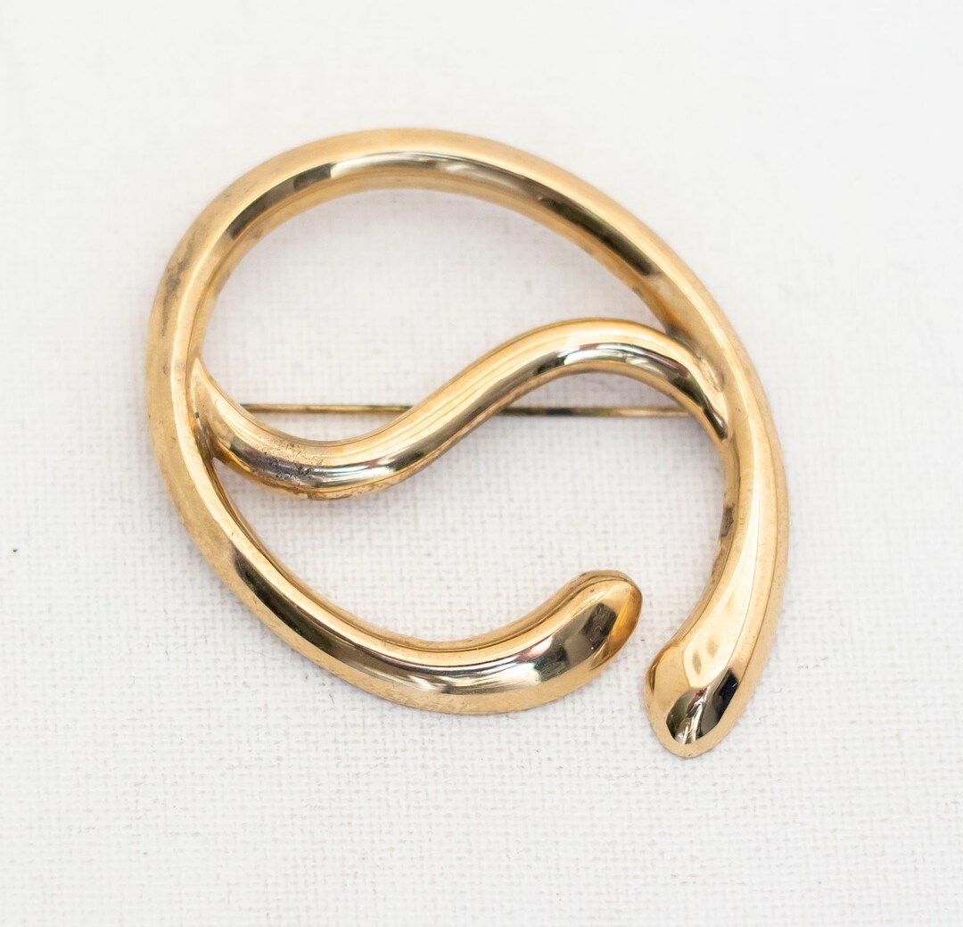 Vintage Gold Insignia Brooch, Gold Tone Brooch, Symbol Jewelry, Simple ...