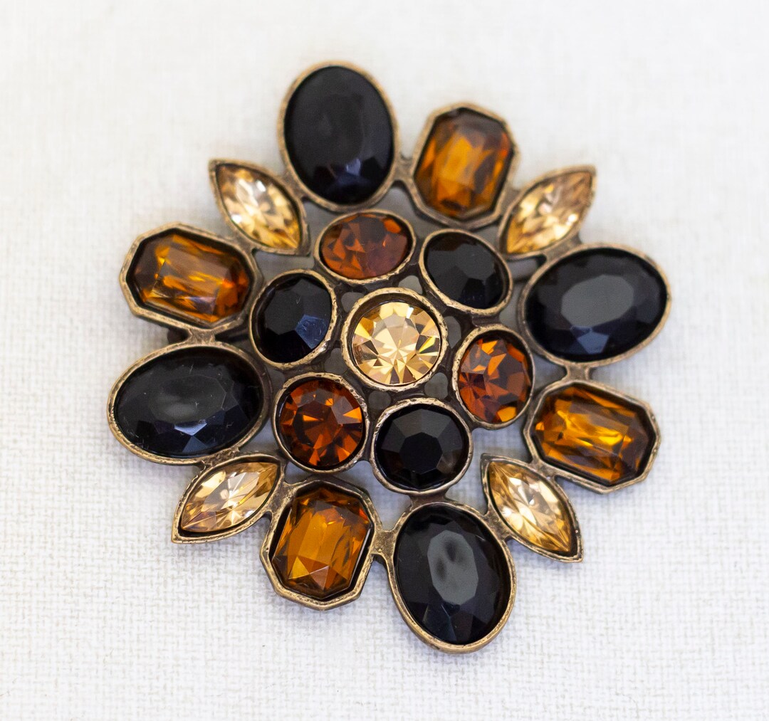 Vintage Large Multi-stone Art Deco Brooch - AA1 - Etsy
