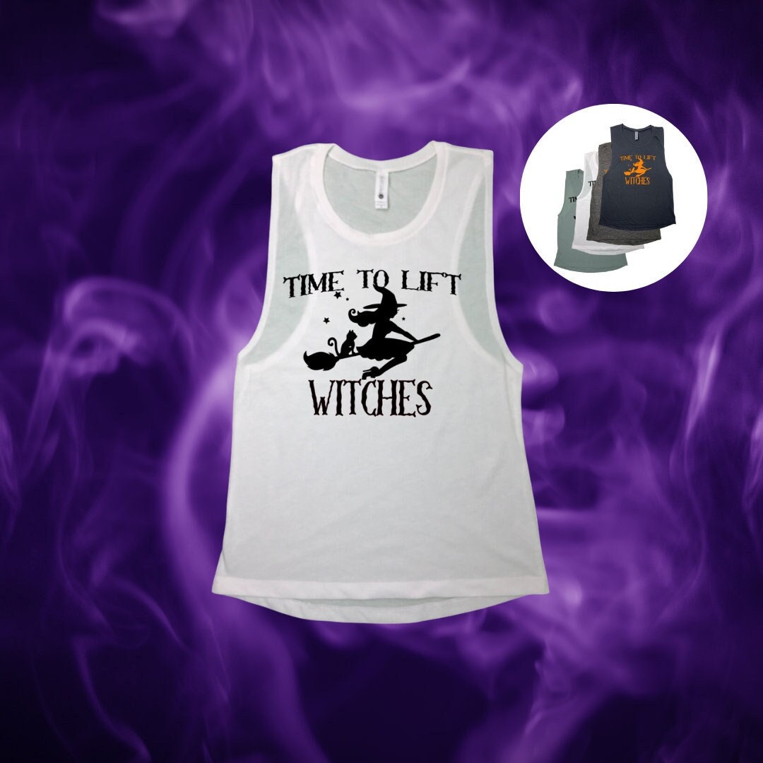 Women Halloween Workout Tank, Time to Lift Witches Tank, Funny ...